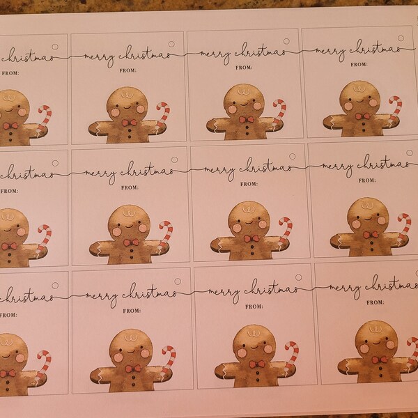 Digital Gingerbread Man Gift Tags,printable Christmas Gift Tags ...