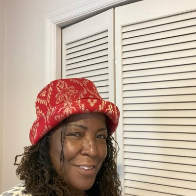 Women's Mud Cloth Hat, Mustard Yellow Wide Brim Cloche, Handmade Hat ...