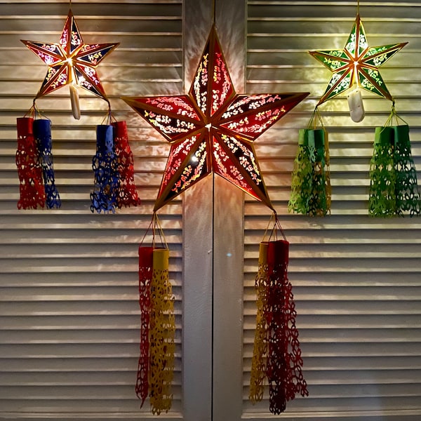 Lighted Filipino Christmas Parol Paneled 2ftx1ft Red/gold, Intricate ...