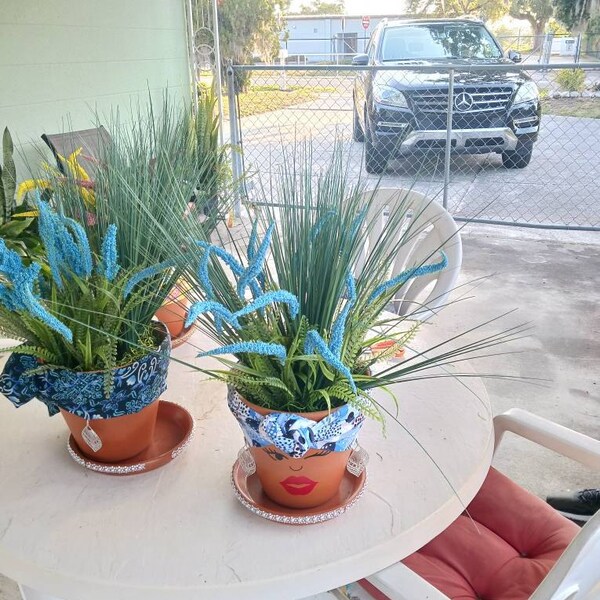 Face Decal for Flower Pot - Vinyl Decal - Flower Pot Sticker ...