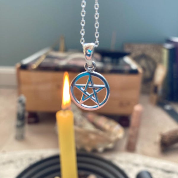 Witch Locket Necklace - Sterling Silver Wiccan Pentacle Spell Locket ...