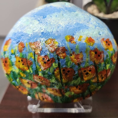 Rose Garden Painted Rock-hand Painted Rose Rock-rock Art-stone Art ...