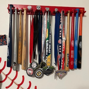 Baseball Bat Display Holder Rack Holds up to 5 Full Size Bats and 3 ...