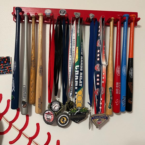 Mini Bat Rack Display 9-17 Bats Collectible Bats Baseball Storage Wall ...