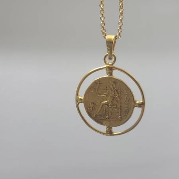 Ancient Roman Art Coin Pendant | 925 Silver 24K Gold Plated | Gold ...