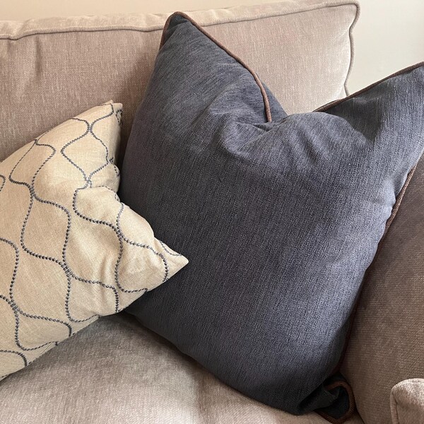 Piping Linen Pillow Cover, Throw Pillow With Piping, Personalized ...