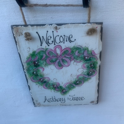 Painted Slate, Hand Painted Slate, Valentine Decor. Wedding Sign ...