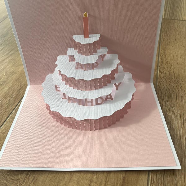 DIY Pop-up Happy Birthday Cake Card Template | SVG & PDF Digital ...