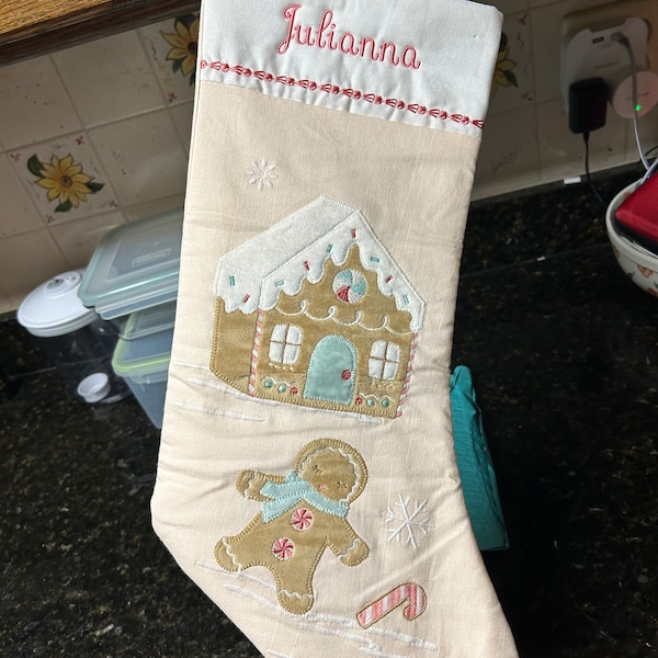 Gingerbread Stocking, Little Girl Stocking, First Christmas Stocking ...