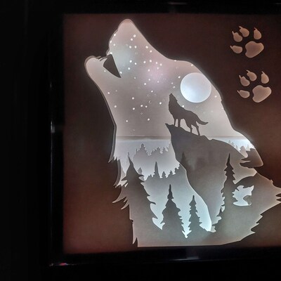 Wolf Shadow Box Files, Paper Cut Light Box Template Files, Shadow Box ...