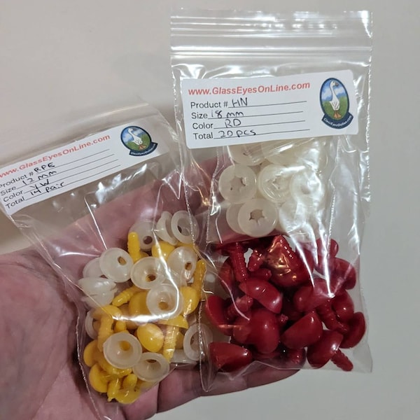 20 Heart Shape Safety Noses Buttons Eyes 13mm 15mm 18mm With Washers ...