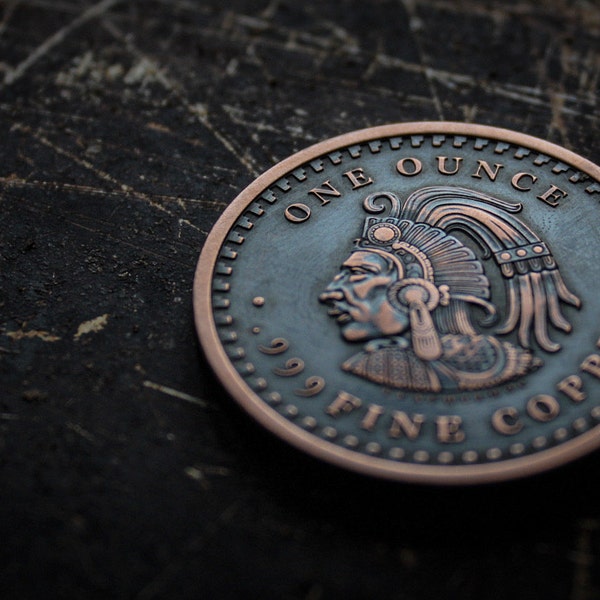 Aztec Calendar Challenge Coin- Antique Patina Copper | EDC Worry Fidget ...
