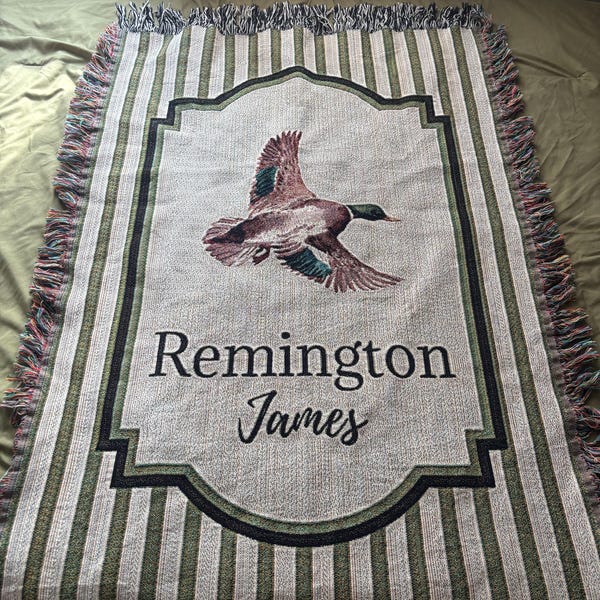 Personalized Mallard Duck Woven Throw Blanket With Name, Hunting Baby ...