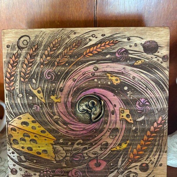 EXAMPLE LISTING! Pyrography Wooden Jewelry Box: Amethyst, Kyanite ...