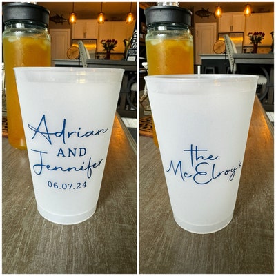 Custom Wedding Cups, Reception Bar Frosted Cups, Personalized ...