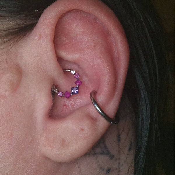 16G Daith Earring Titanium Clicker 8mm/10mm | CZ Crystal Daith Jewelry ...