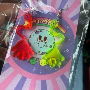 Sticky Hand Acrylic Earrings, Laser Cut Acrylic Earrings, 90s Inspired ...