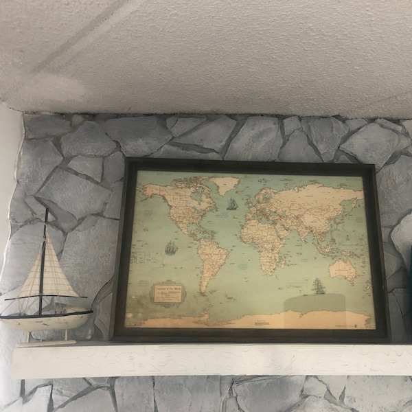 World Map - Rustic Style | Uncustomized | Old Style Wall Map | Map ...