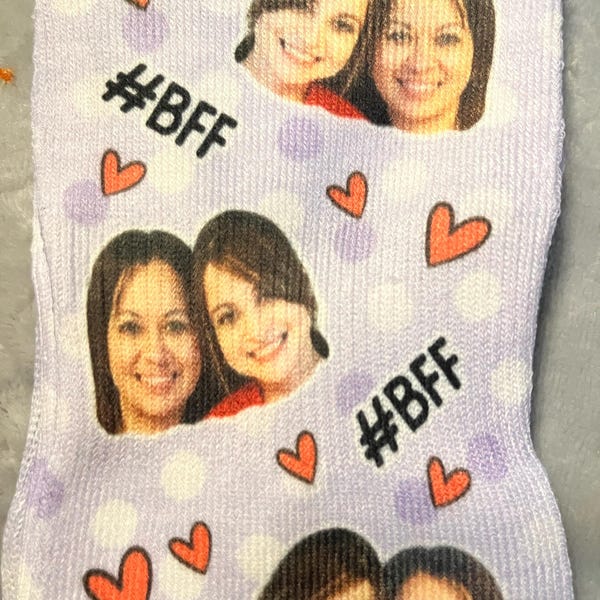 Custom Face Socks, Personalized Best Friends Photo Sock, Picture Face ...