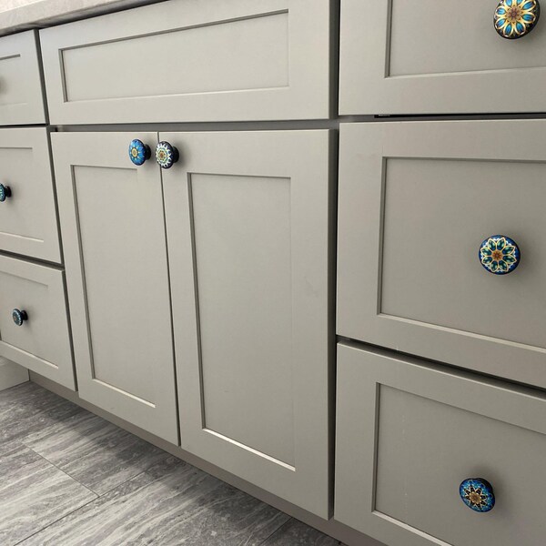 Turquoise Mandala Knobs / Set of 2 or More / Drawer Pull / Cabinet Knob ...