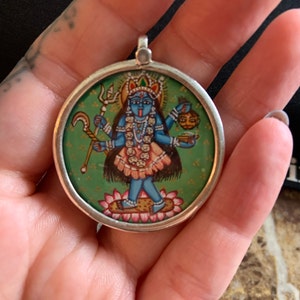 Shiva Parvati Pendant Sterling Silver Trishula mahadev | Etsy