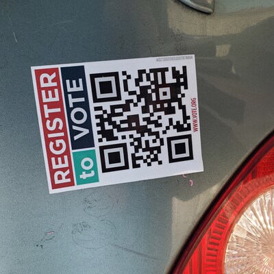 Register to Vote QR Code 3x4 Removable Bumper Sticker FREE Shipping ...