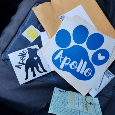 Custom Paw Name Decal Personalized Pet Vinyl Sticker Unique Pet Label ...