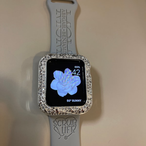 Swarovski Crystal Apple Watch Cover Silver, Apple Watch Case Floral ...