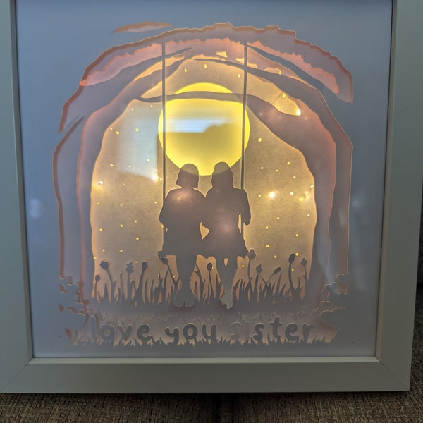 Sisters Shadow Box Template, 3D Light Box Svg, Lighted Shadow Box Svg ...