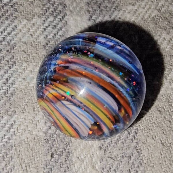 Contemporary Art Glass Marble 1.06 Handmade Colorful Flower Implosion ...