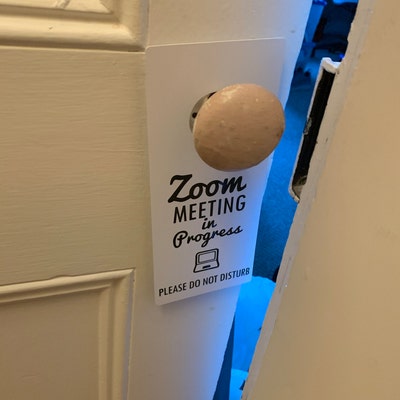 Personalized Door Knob Hanger Zoom in Progress Door Sign Virtual ...