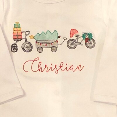 Christmas Parade Tricycle, Wagon, Bike With Christmas Tree Sketch Fill ...