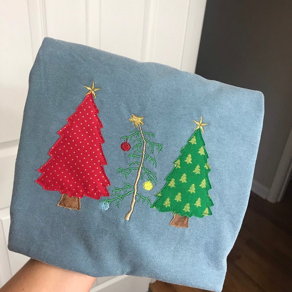 Raggedy Christmas Tree Trio Applique Design ~ 2 Applique Trees 1 C ...