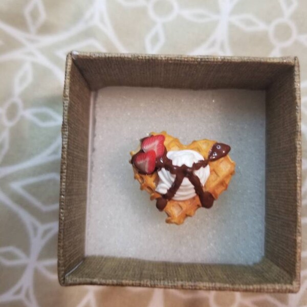 Chocolate Waffle Ring Food Ring Kawaii Ring Heart Waffle Ring Food ...