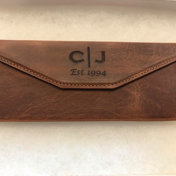 Leather Foldable Glasses Case With Magnetic Closure | Personalized ...