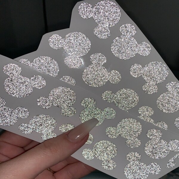 Glitter Vinyl Mickey Mouse Head Stickers Vinyl Decal 1in Glitter Mickey ...