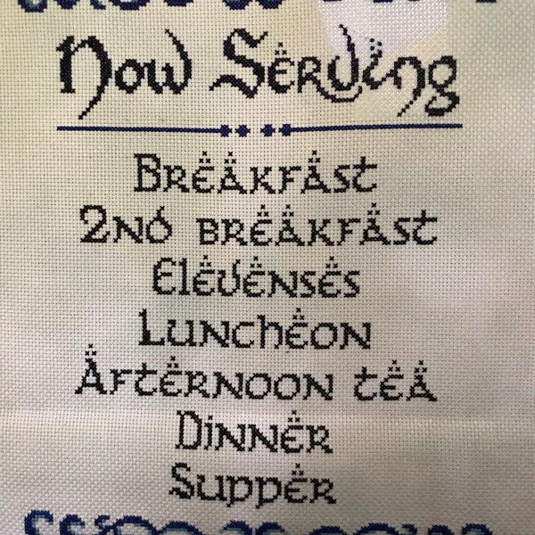 Now Serving Cross Stitch Pattern Hobbit Menu Instant Download PDF ...