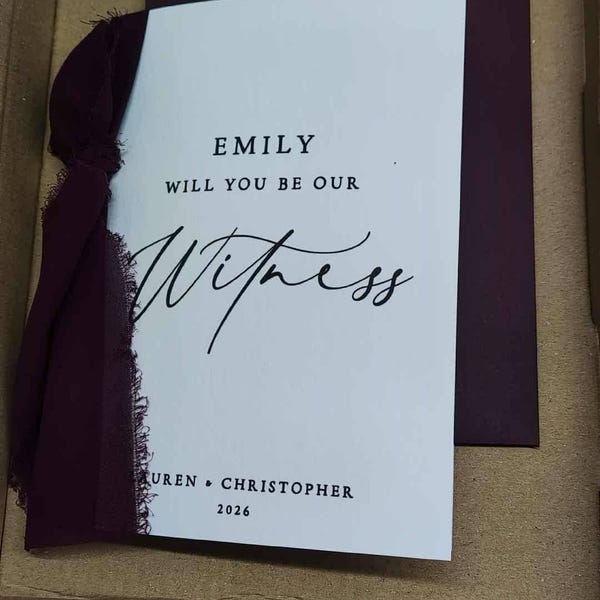 Will You Be Our Witness Card, Witness Wedding Proposal Card ...