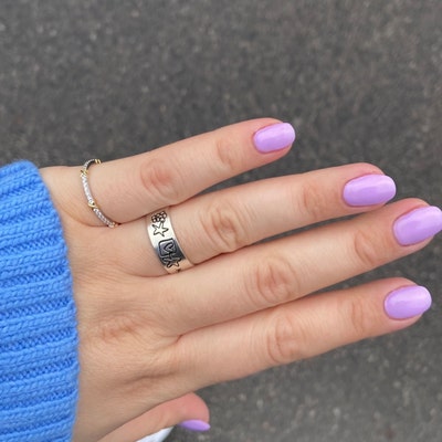 Children Artwork Ring Personalized Kid Drawing Ring in Sterling Silver ...