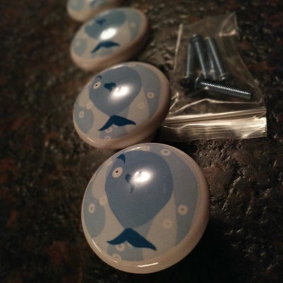 Whale Knob Kids Knobs Dresser Knob Nautical Drawer Knobs Pulls Handles Cabinet Knob Blue ...