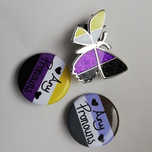 Gender Apathetic Pride Flag Pronoun Pin Back Button They/them Any ...
