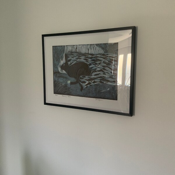 Limited Edition Handmade Linocut. Hunting Otter. - Etsy