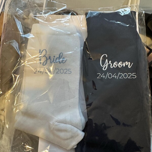 Personalised Wedding Socks, Bride & Groom Socks, Wedding Day Socks ...