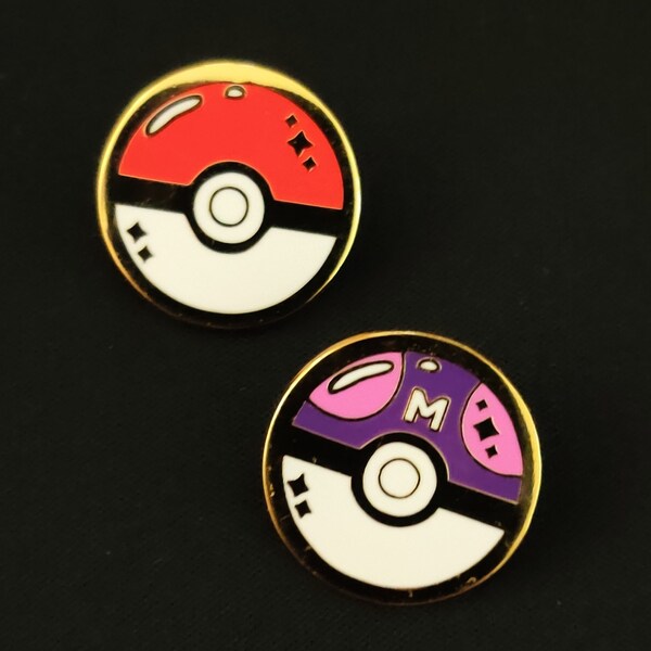 Pokeball +masterball Hard Enamel Pin Set - Etsy
