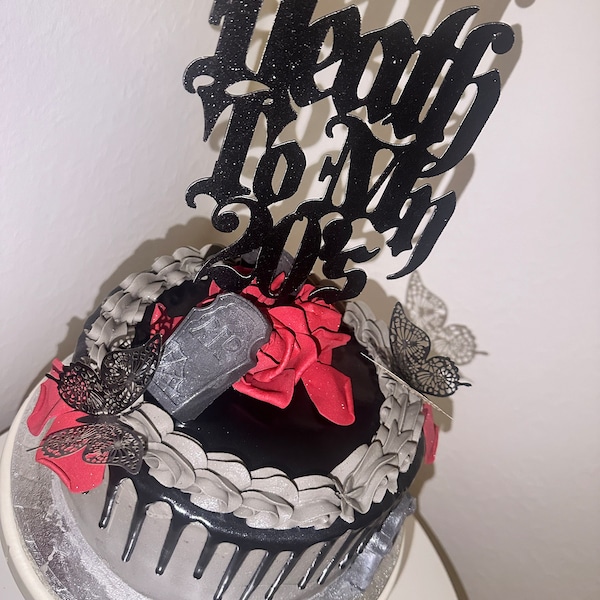 Custom Gothic Birthday Cake Topper - Goth Birthday Cake Topper, Glitter ...