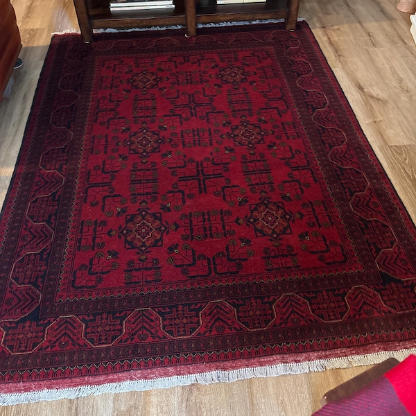 Vintage Baluchi Rug 3'8x6'5 Ft Geometric Area Rug, Afghan Handmade High ...