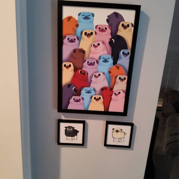 Angry Pug Art Print - Funny Art Print, Funny Pug Gift, Black Pug ...