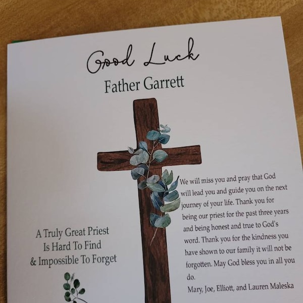 Thank You Priest Card, Thank You Pastor Card, Congratulations Priest ...