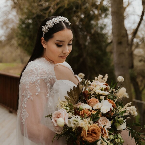 Celestial Moon Star Wedding Crown Bridal Pearl Tiara Space Bride Hair ...