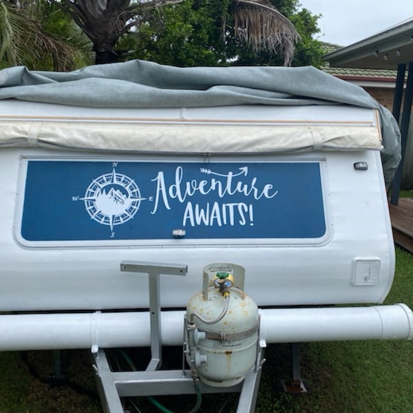 Compass Rv Decal With Mountains - Adventure Awaits Camper Decor Vinyl ...